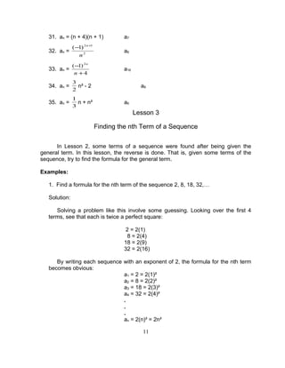 Grade 10 Math Module 1 searching for patterns, sequence and series | DOC