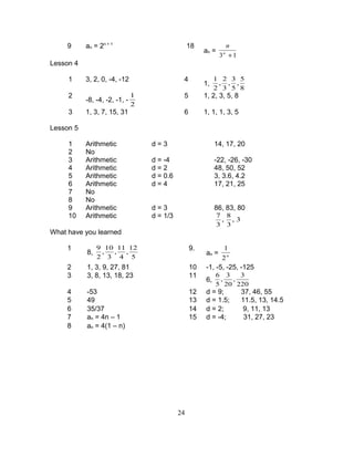 Grade 10 Math Module 1 searching for patterns, sequence and series | DOC
