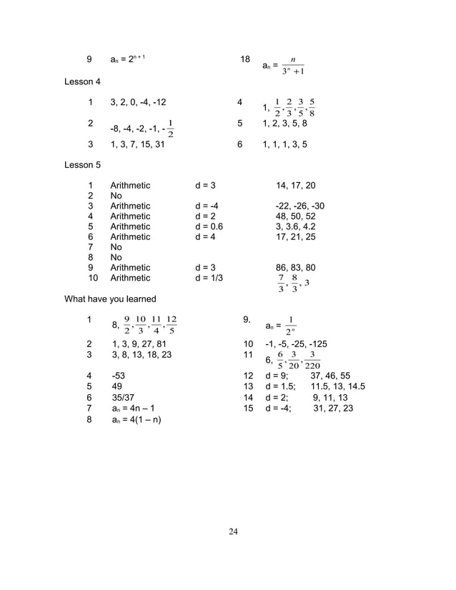 Grade 10 Math Module 1 searching for patterns, sequence and series ...