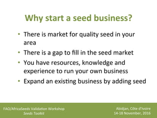 Day 1 - Module1 - Small scale seed enteterprise - Session 1 | PDF