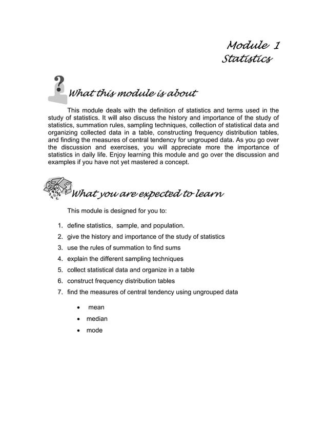 Module 1 statistics | PDF | Science