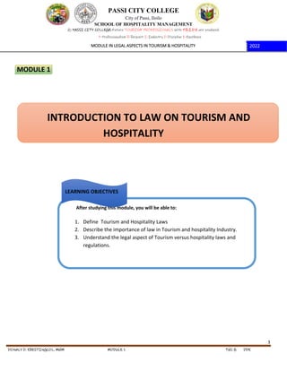 module 1- THC 8- LEGAL ASPET IN TURISM AND HOSPITALITY INDUSTRY | DOCX