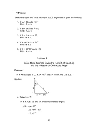 Module 1 triangle trigonometry | PDF