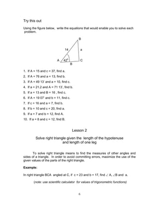 Module 1 triangle trigonometry | PDF