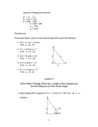 Module 1 triangle trigonometry | PDF