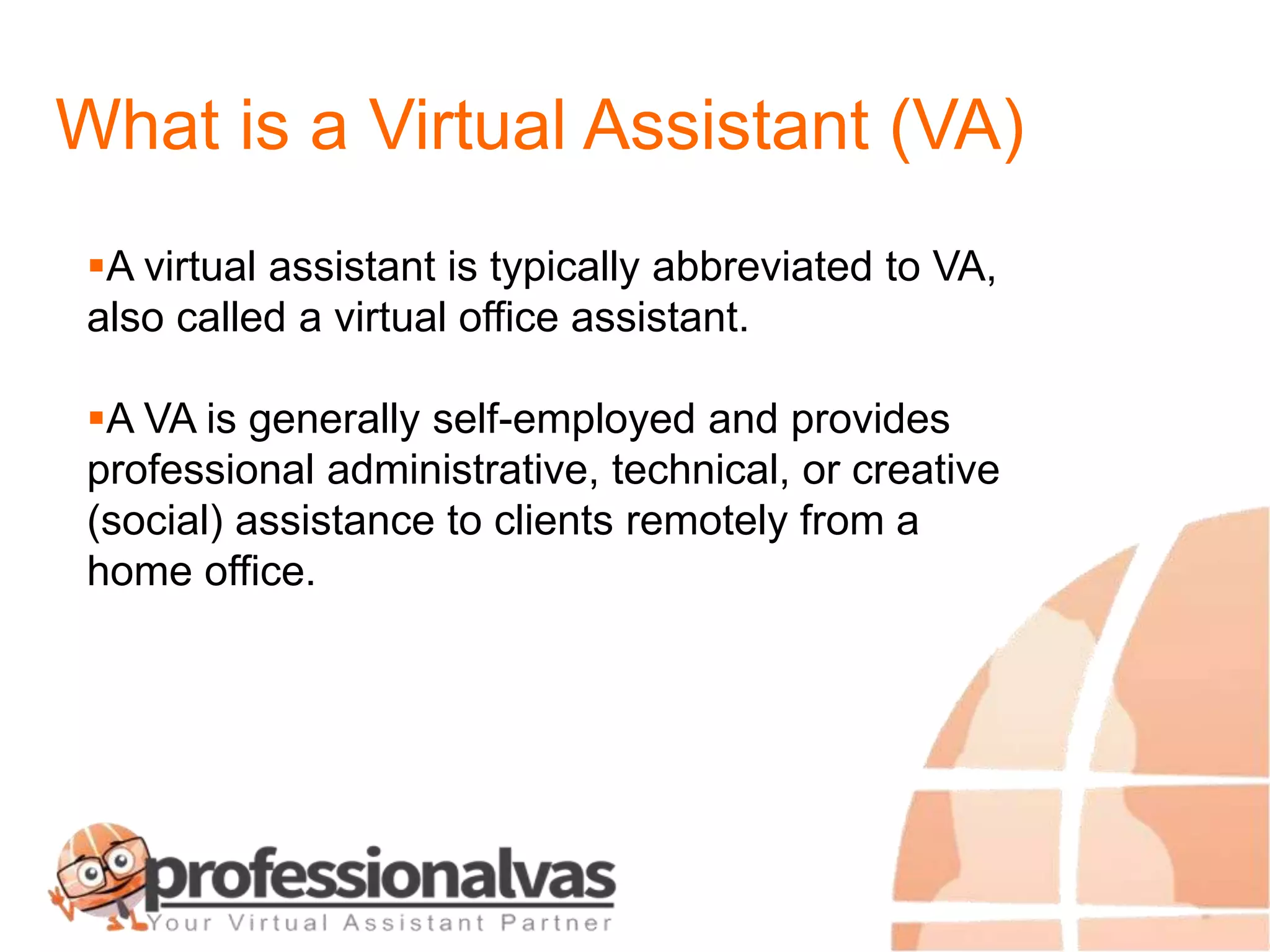 Virtual Assistant Training Module 1 (what is a va) | PPTX
