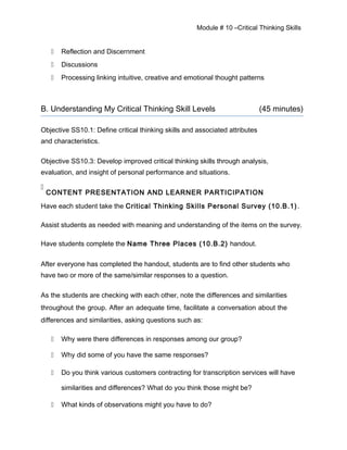 Module 10 critical thinking skills | PDF