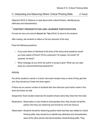 Module 10 critical thinking skills | PDF