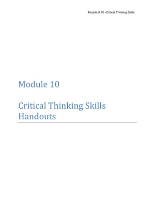 Module 10 critical thinking skills | PDF