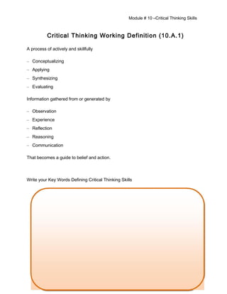 Module 10 critical thinking skills | PDF