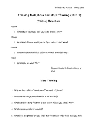 Module 10 critical thinking skills | PDF