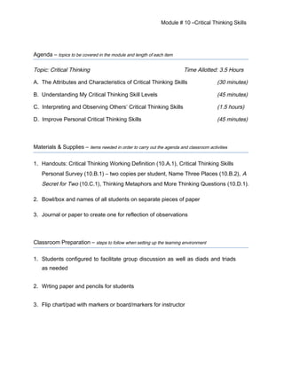 Module 10 critical thinking skills | PDF