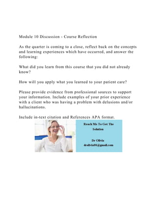 Module 10 Discussion - Course ReflectionAs the quarter is co.docx