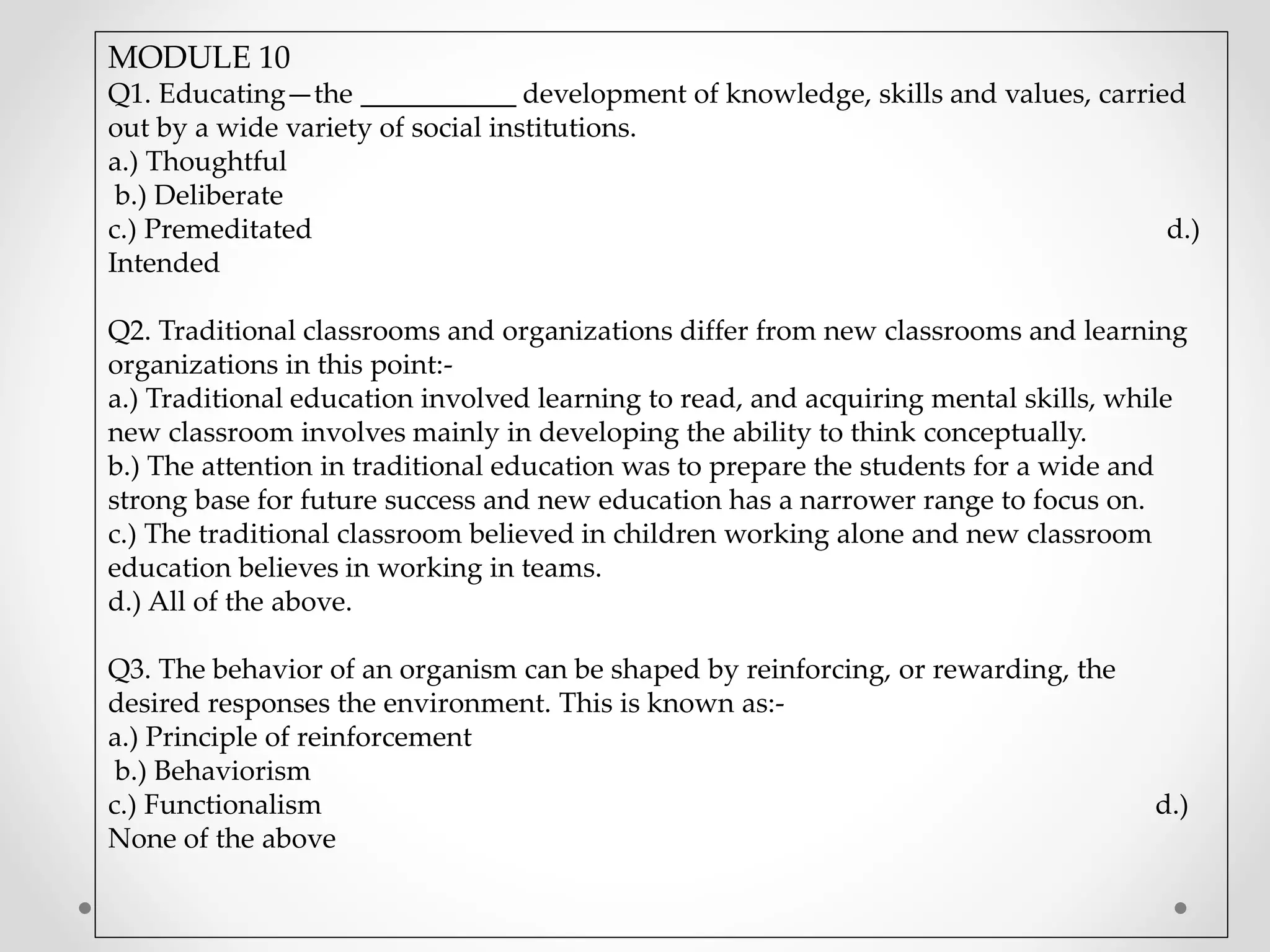 Module 10 principles of learning, practice, reinforcement understanding ...