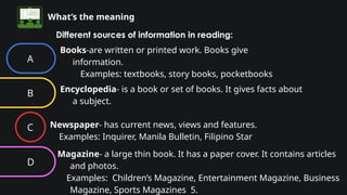 USING DIFFERENT SOURCES OF INFORMATION IN READING | PPTX