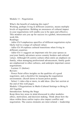 Module 11 - NegotiationWhats the benefit of studying this t.docx