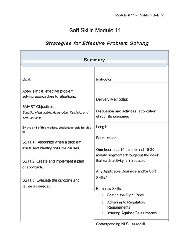 Module 11 problem solving | DOC | Educational Assessment | Education