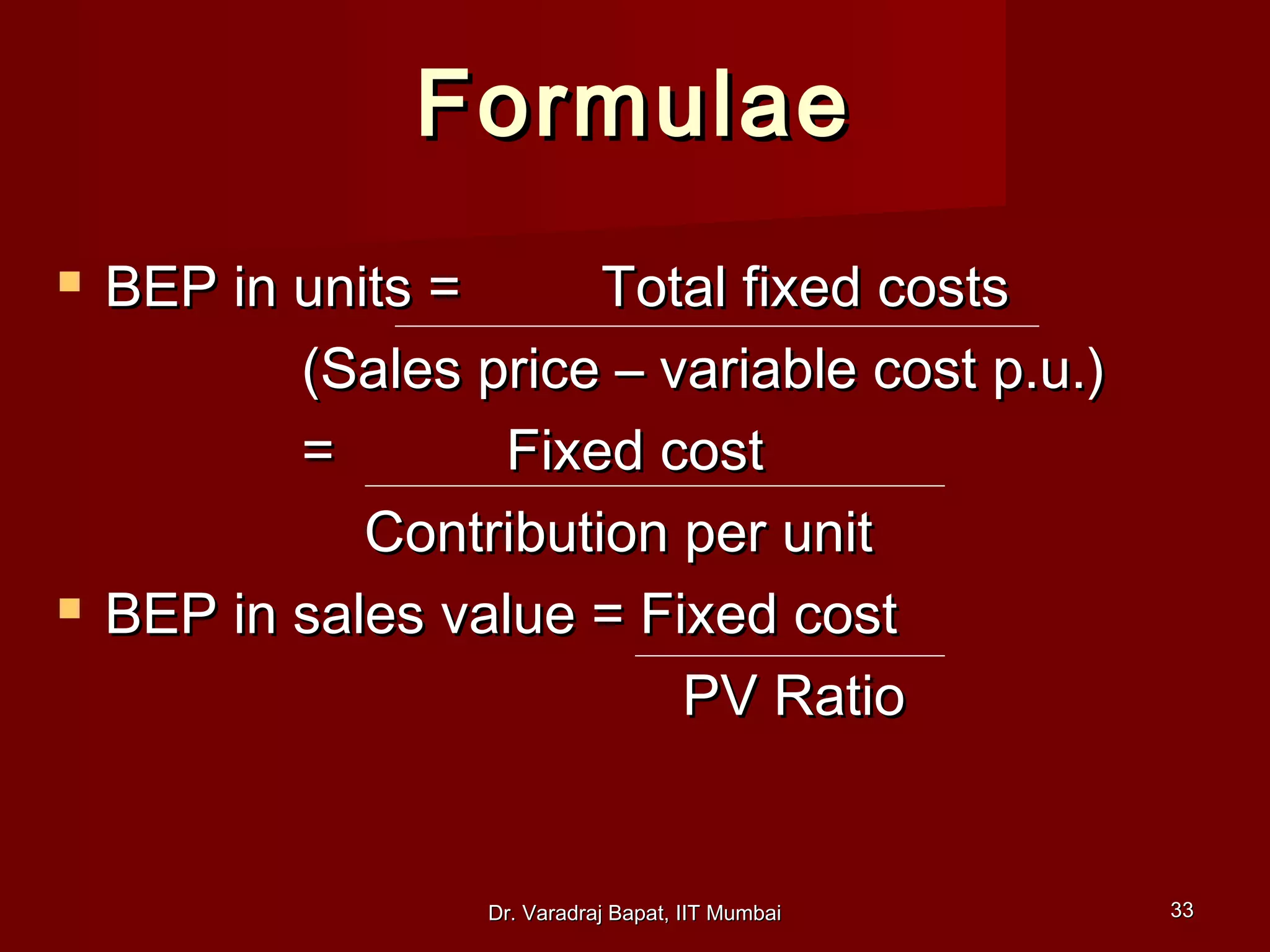 Cost volume profit analysis. | PPT