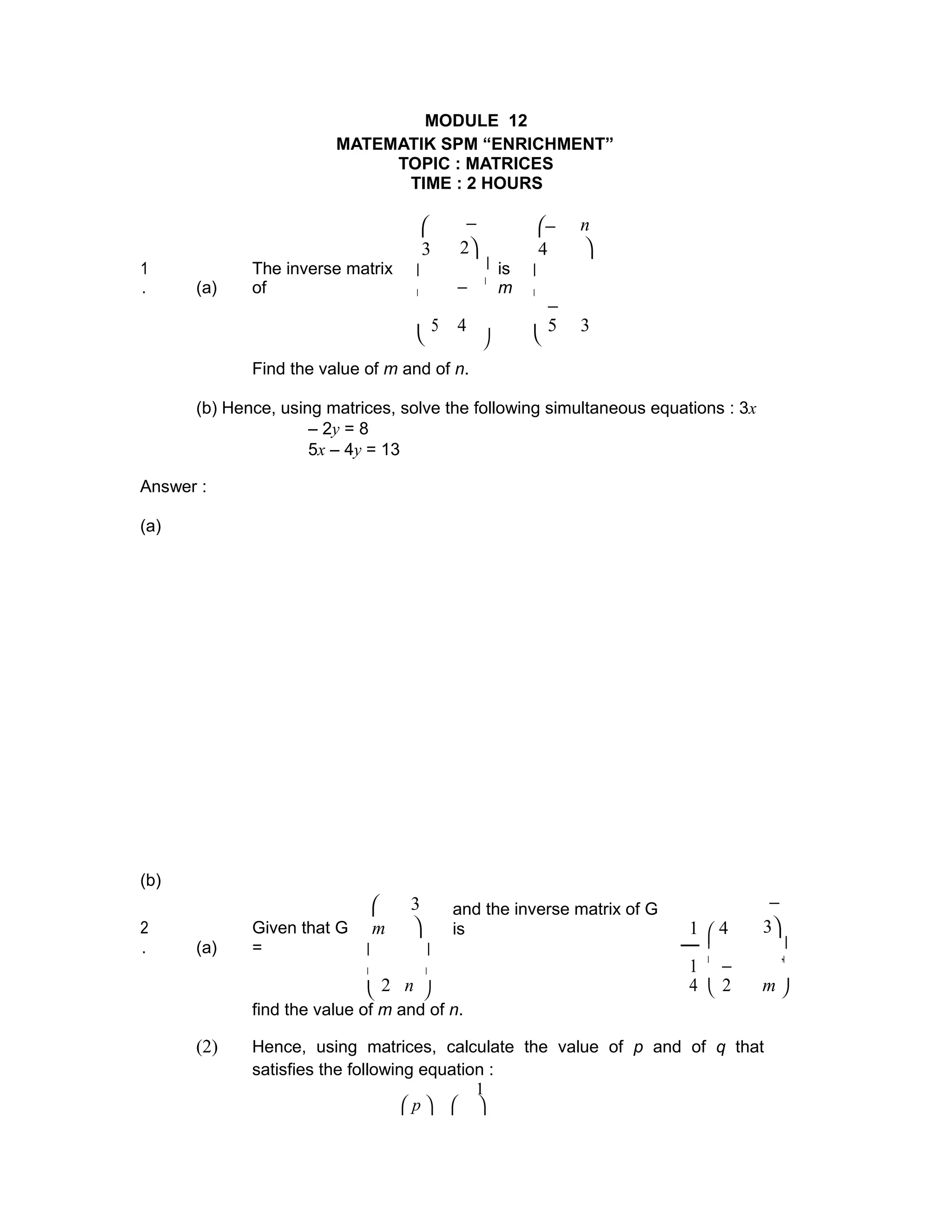 Module 12 matrices | RTF