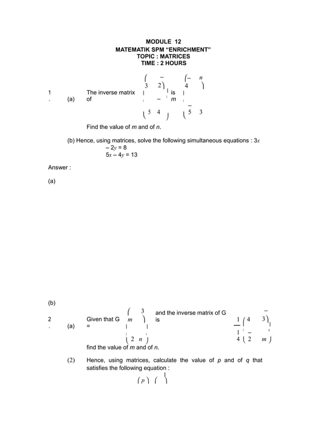 Module 12 matrices | RTF