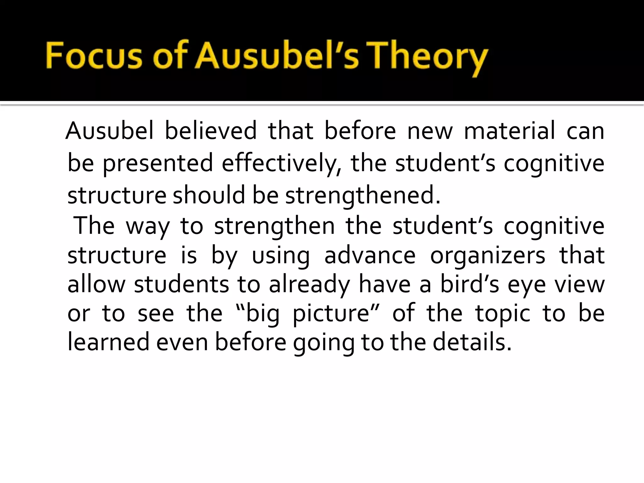 Ausubel's Meaningful Verbal Learning | PPTX