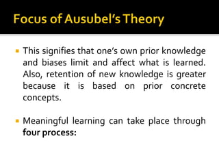 Ausubel's Meaningful Verbal Learning | PPTX