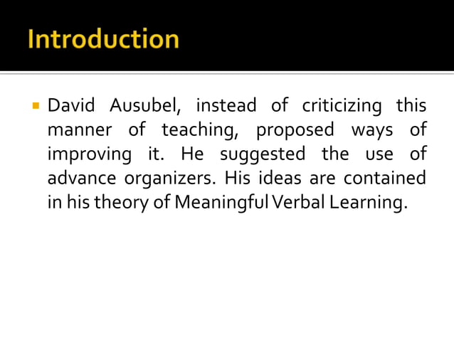 Ausubel's Meaningful Verbal Learning | PPTX