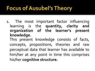 Ausubel's Meaningful Verbal Learning | PPTX