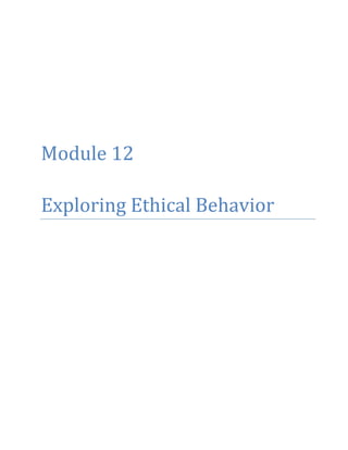 Module 12 exploring ethical behavior | DOC