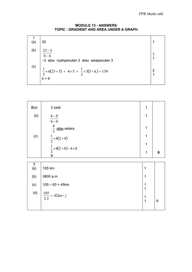 Module 13 Gradient And Area Under A Graph | PDF