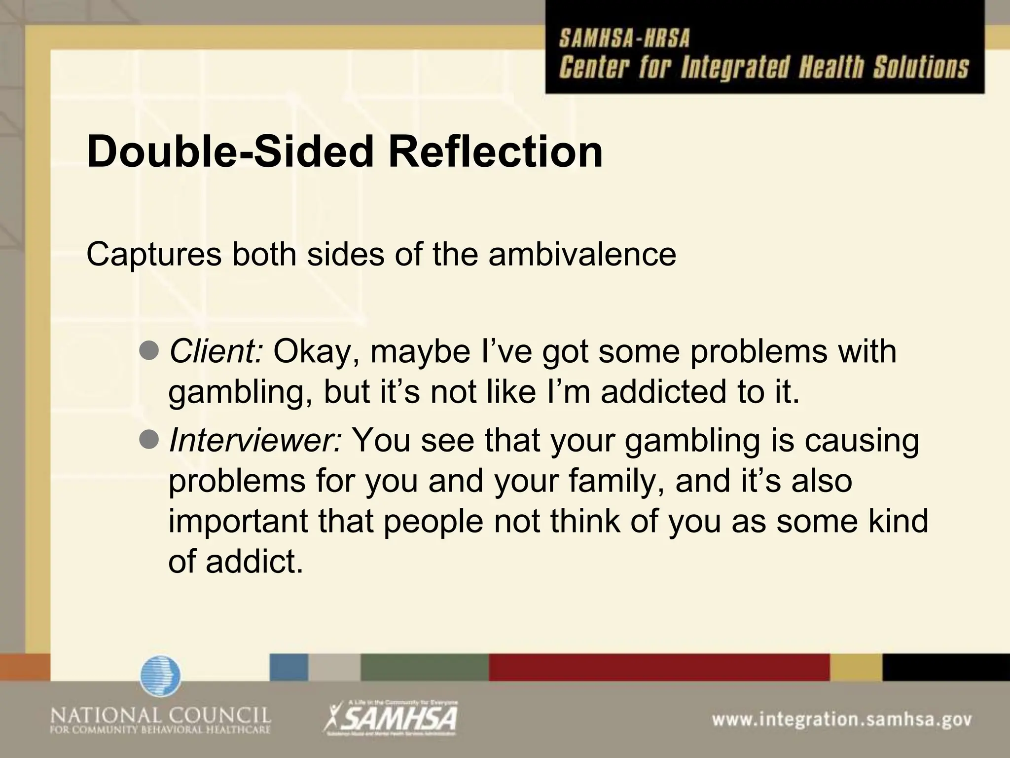 Motivational interviewing working with resistance | PPTX
