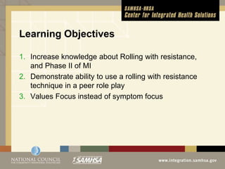 Motivational interviewing working with resistance | PPTX