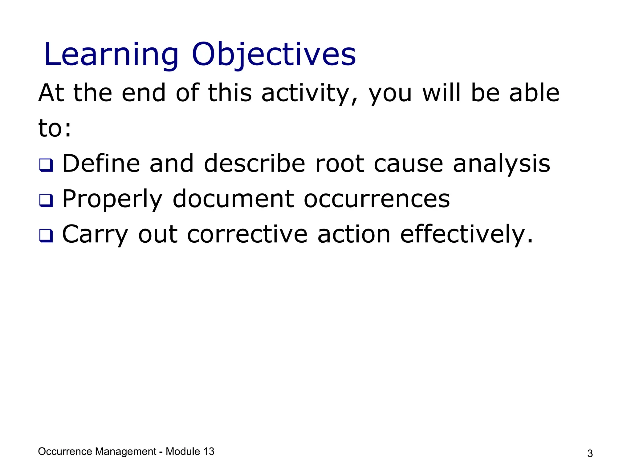 Module 13 Occurence Management David.ppt