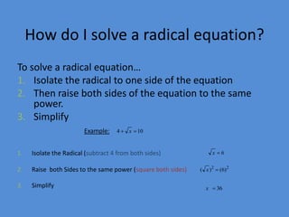 Module 14 lesson 4 solving radical equations | PPTX