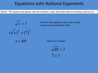 Module 14 lesson 4 solving radical equations | PPTX