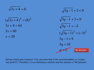 Module 14 lesson 4 solving radical equations | PPTX