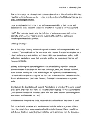 Module 14 managing me | DOC