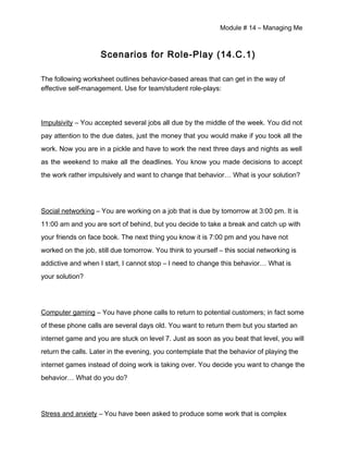 Module 14 managing me | PDF