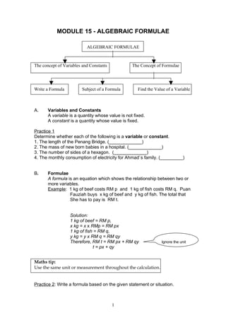 Module 15 Algebraic Formulae | PDF