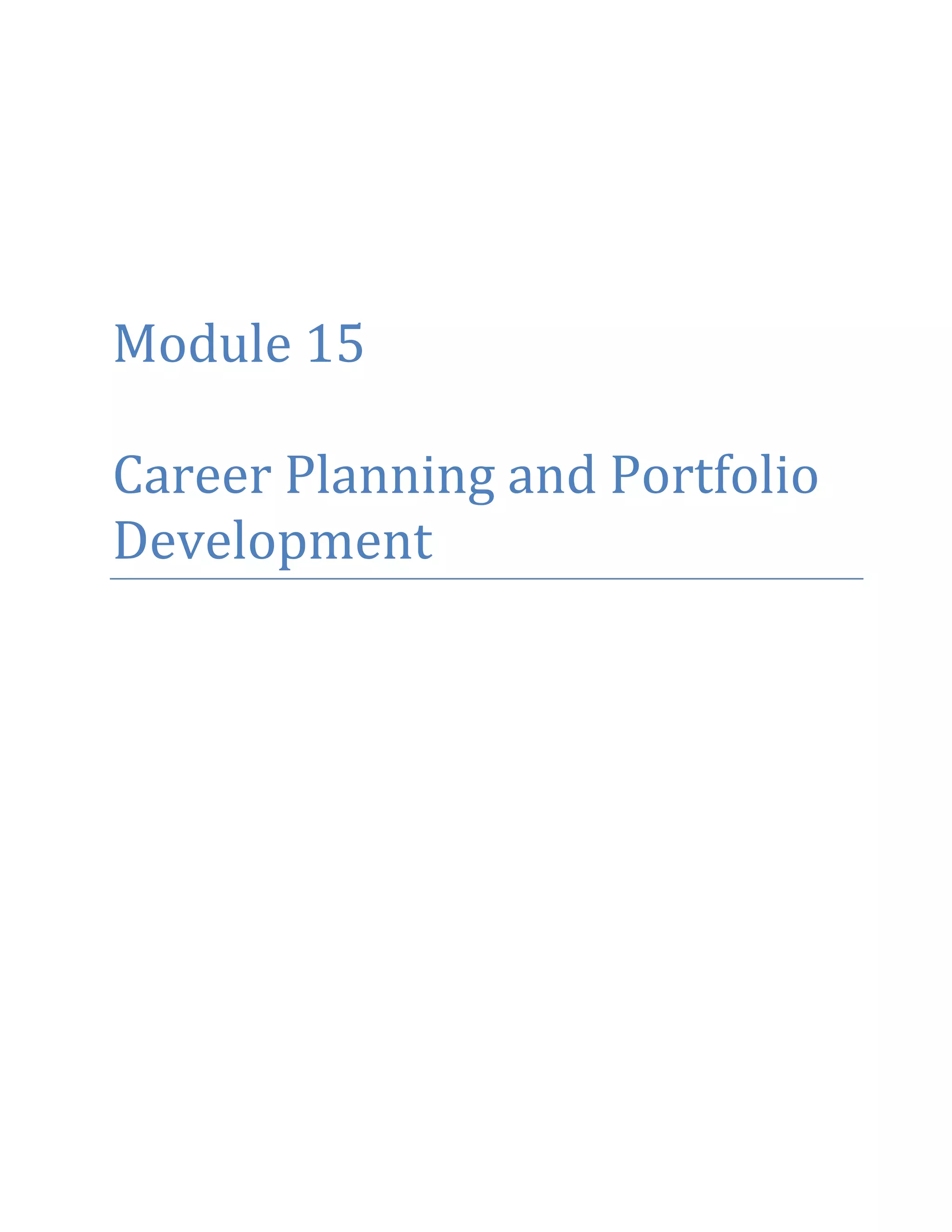 Module 15 career planning and portfolio development | DOC