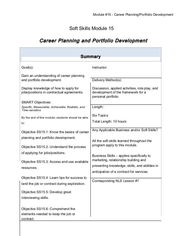 Module 15 career planning and portfolio development