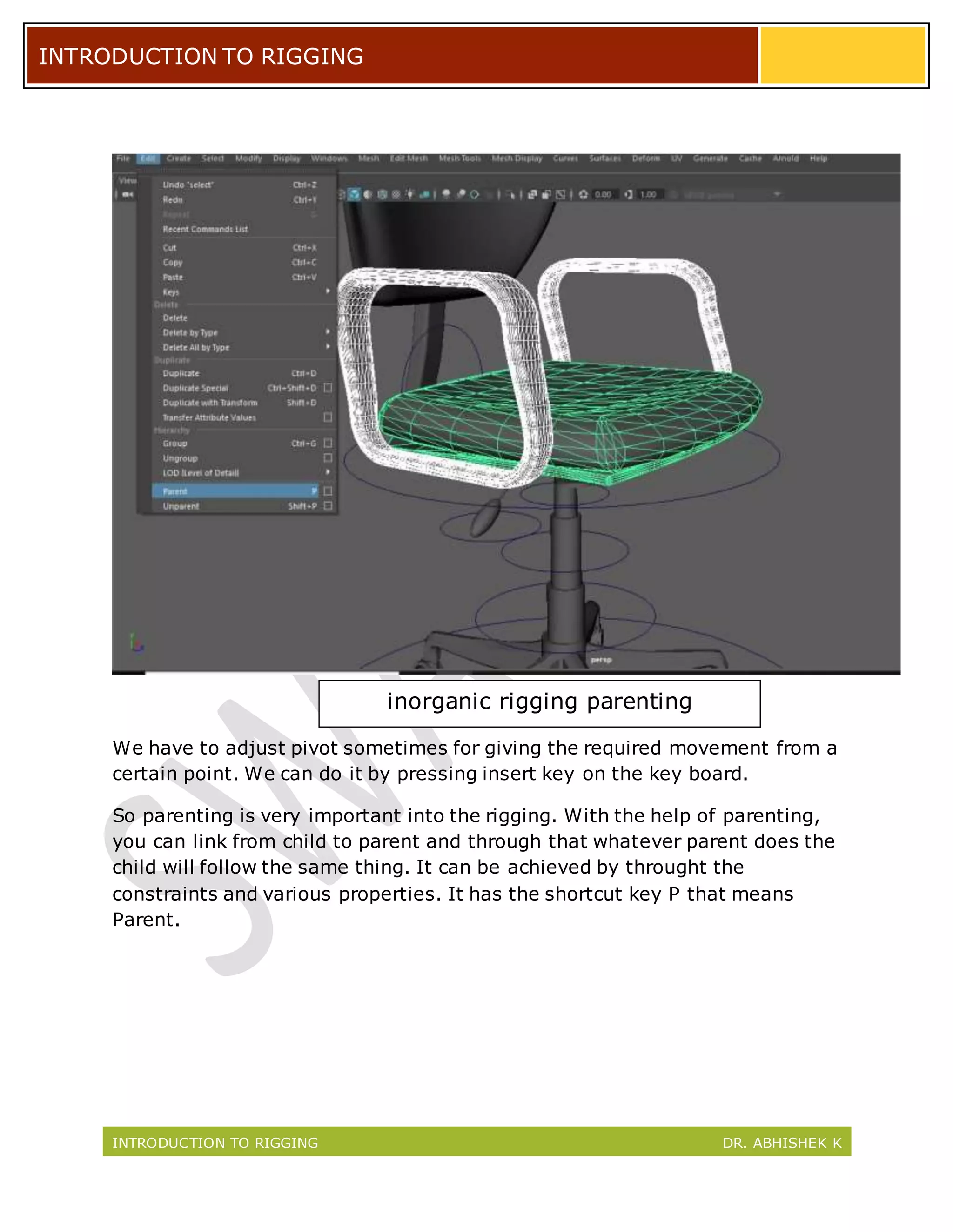 ¯Module 16 introduction to rigging and understanding inorganic rig setup e_text | DOCX