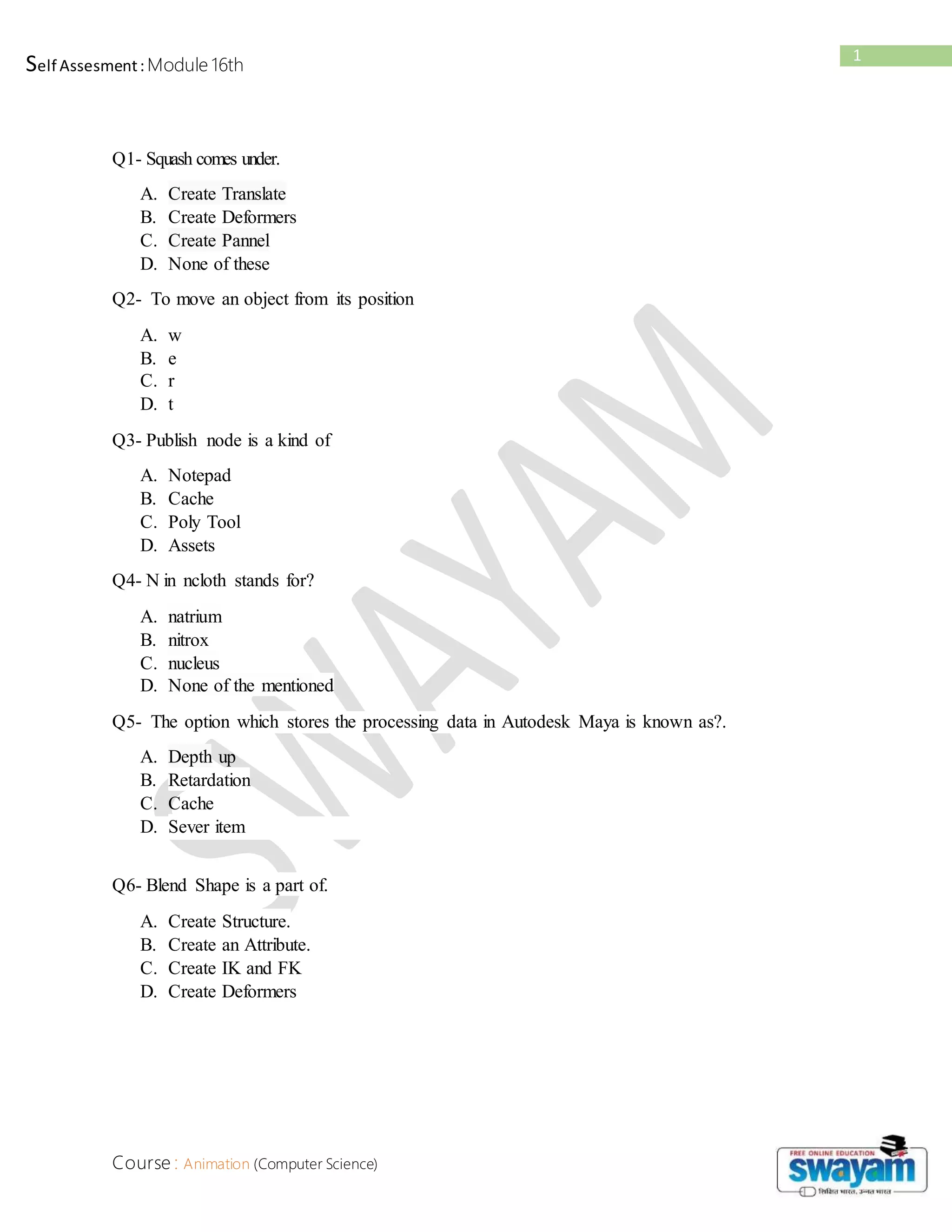 Module 16 introduction to rigging and understanding inorganic rig setup self assessment | DOCX