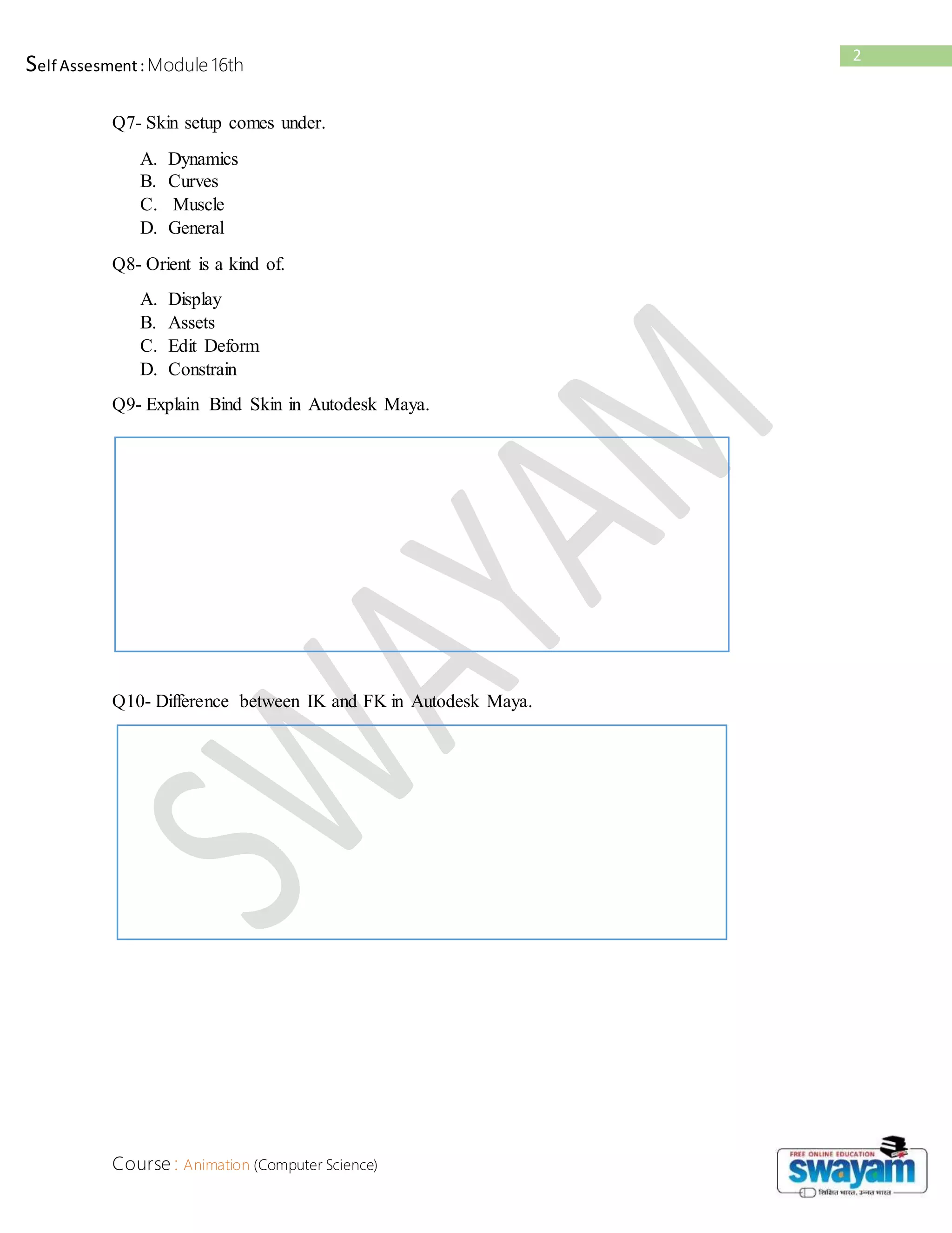 Module 16 introduction to rigging and understanding inorganic rig setup self assessment | DOCX