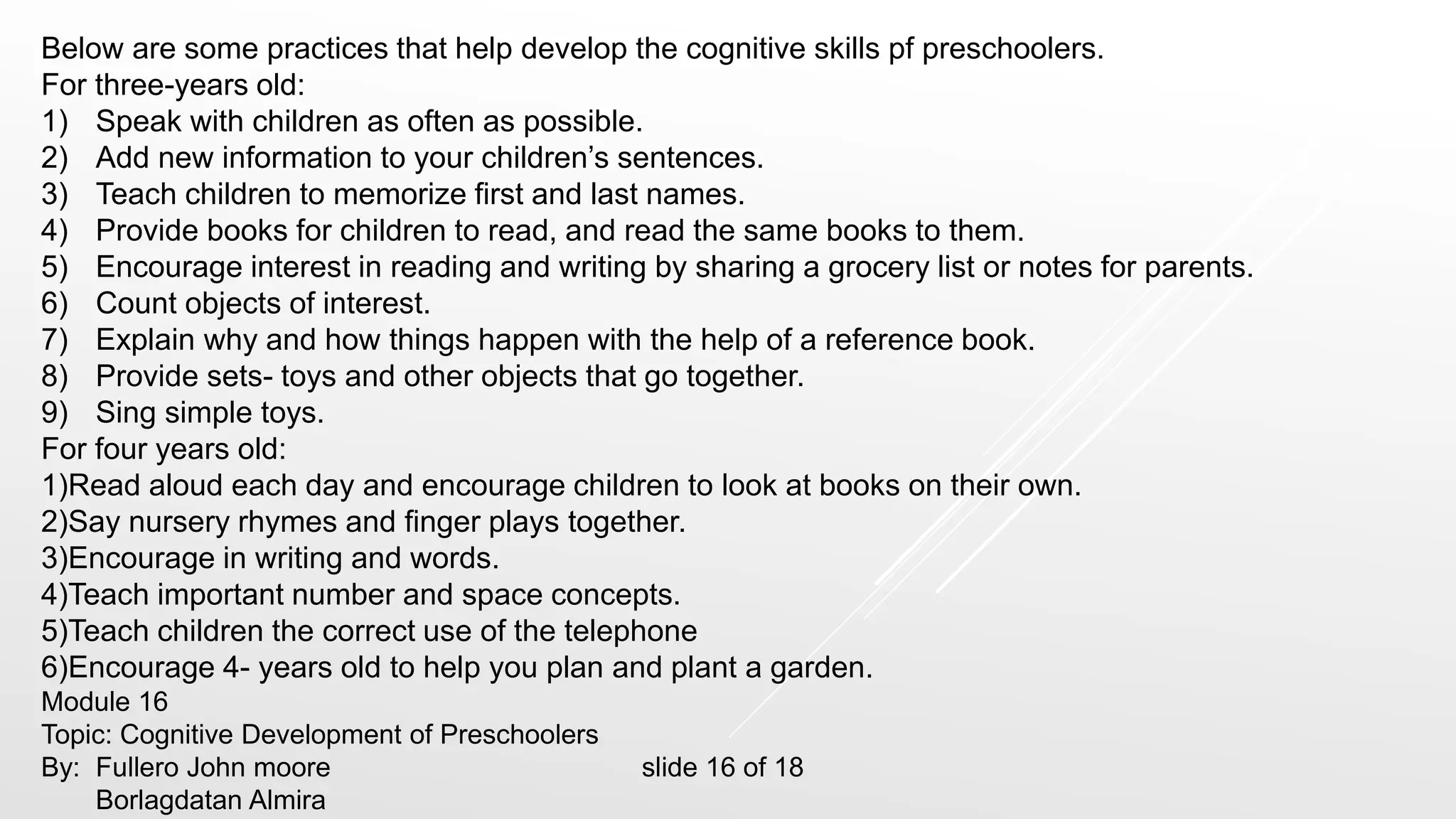 Cognitive Development of Pre-schoolers | PPTX