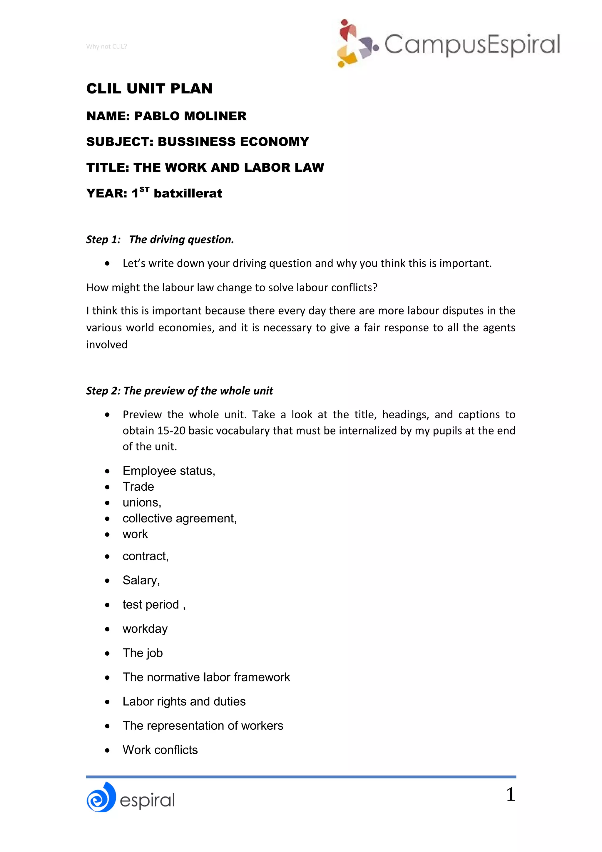 Module 1 activity clil unit plan template | PDF