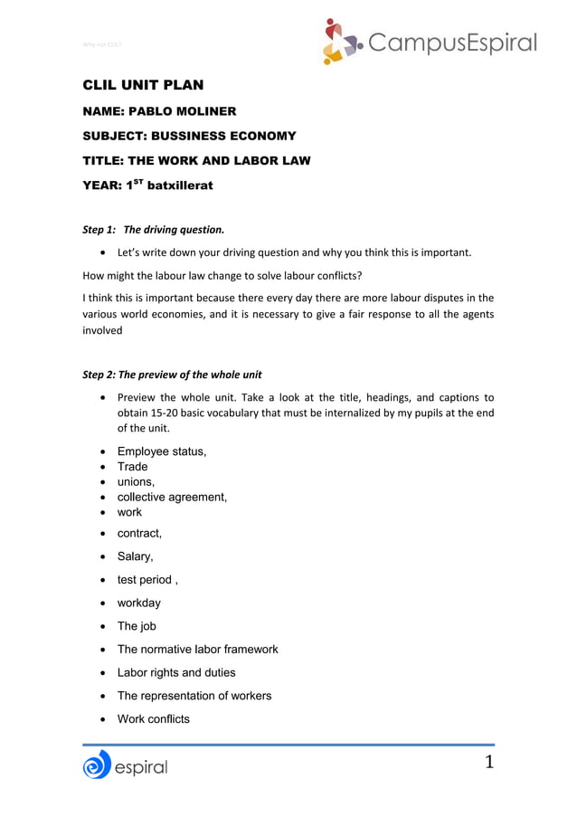 Module 1 activity clil unit plan template | PDF