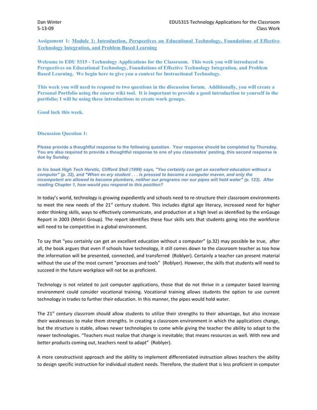 Module 1 Assignments | DOC | Education