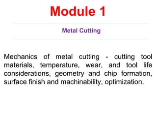 Machining Processes and Metrology | PPT