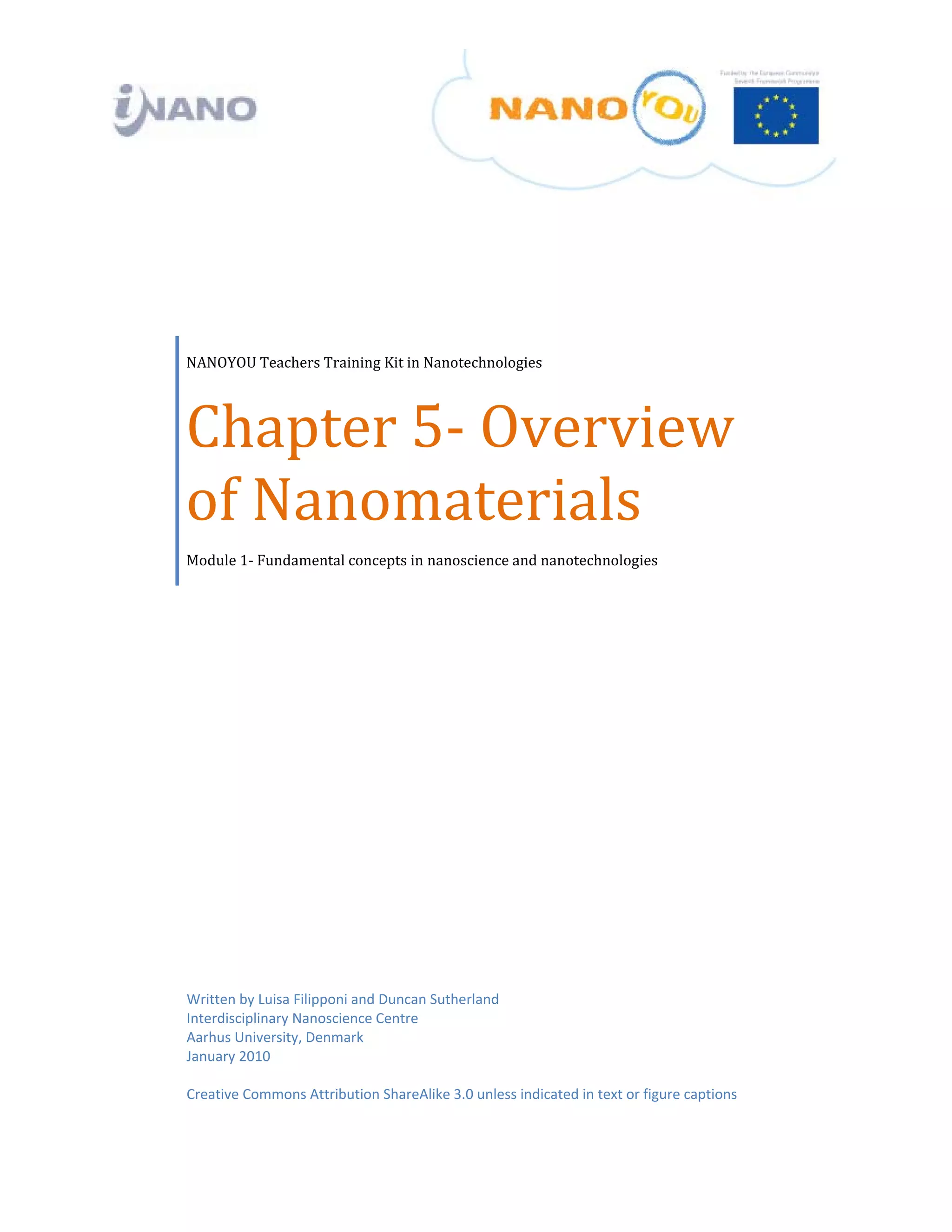 Overview of nanomaterials - Nanoscience and nanotechnologies | PDF